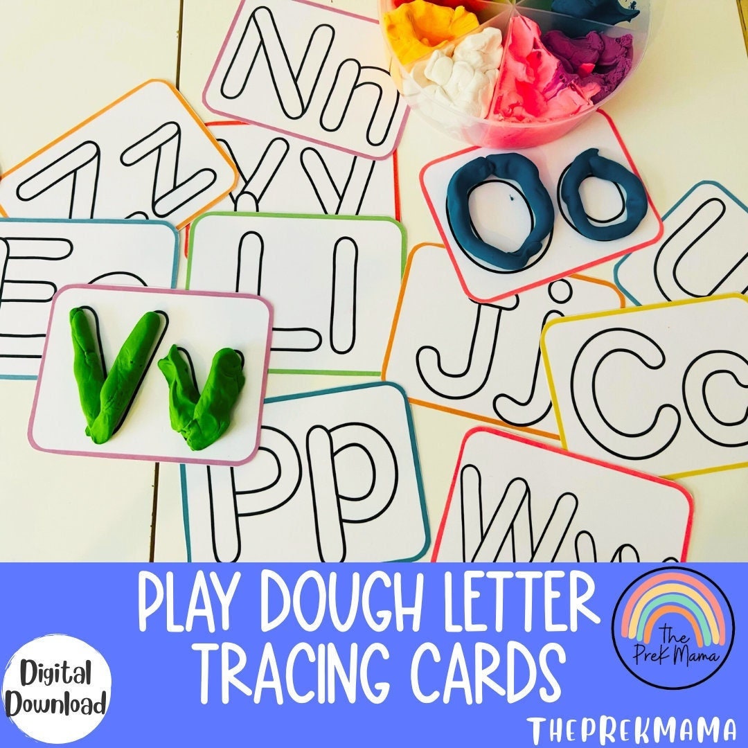 Play Dough Letter Tracing Cards, Preschool Printable, Preschool ...