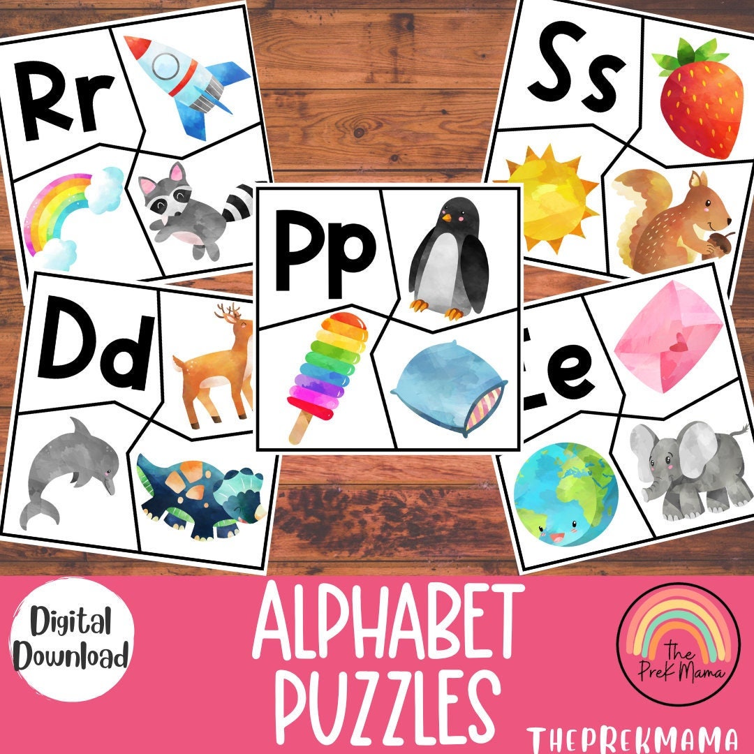 Alphabet Puzzles Activity for Kids Preschool Worksheet - Etsy
