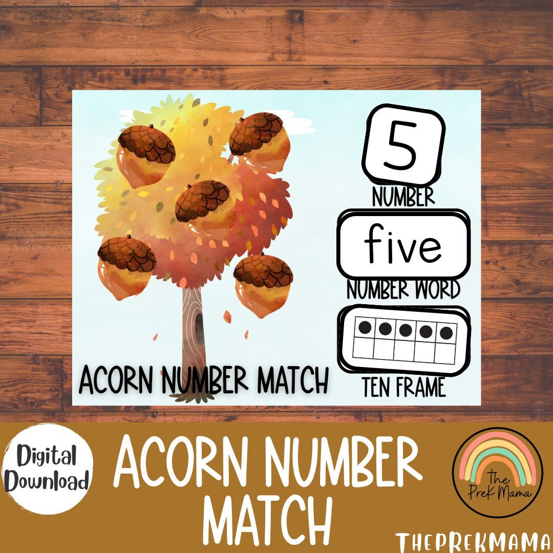 Acorn Number Match, Montessori Materials, Homeschool Resources ...