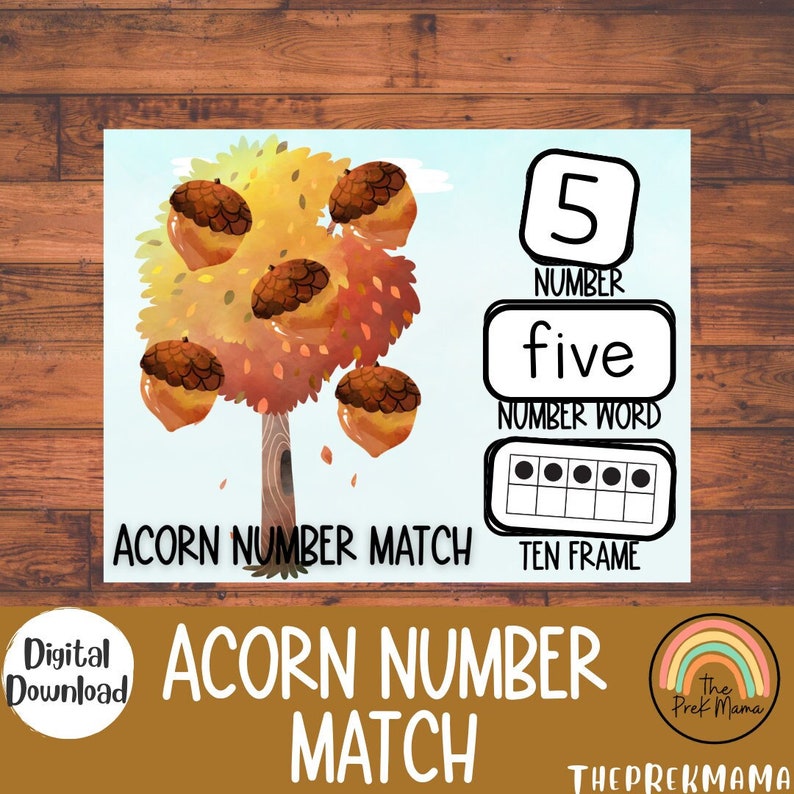 Acorn Number Match, Montessori Materials, Homeschool Resources ...