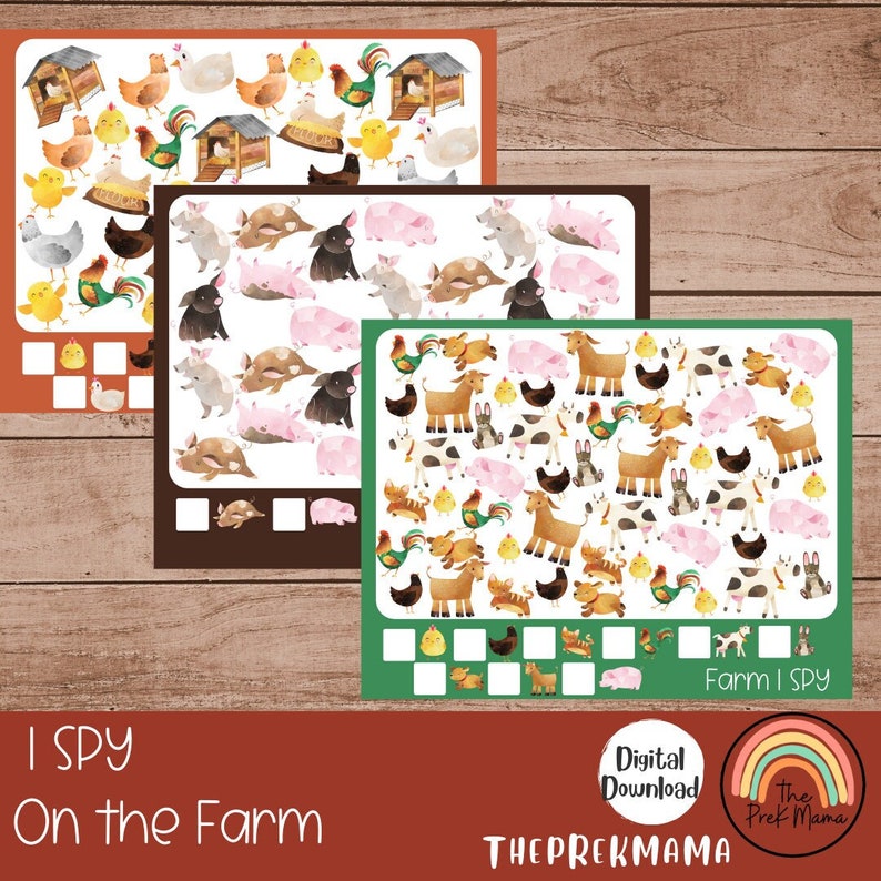 FARM I Spy Preschool Printable Preschool Worksheets Busy | Etsy