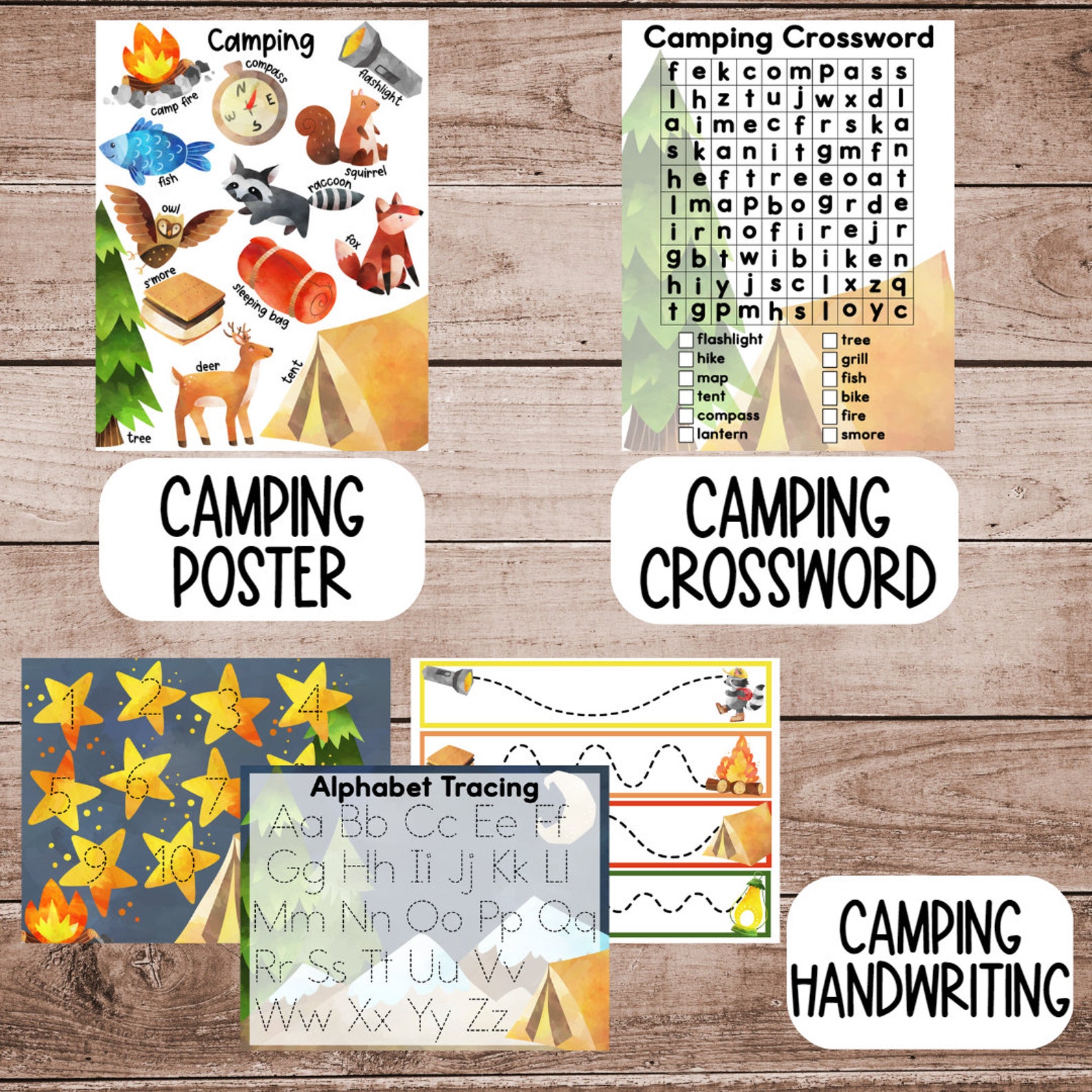 Camping Bundle, Preschool Worksheet, Preschool Printable, Montessori ...