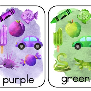 Color Posters / Flash Cards Preschool Printable Watercolor - Etsy