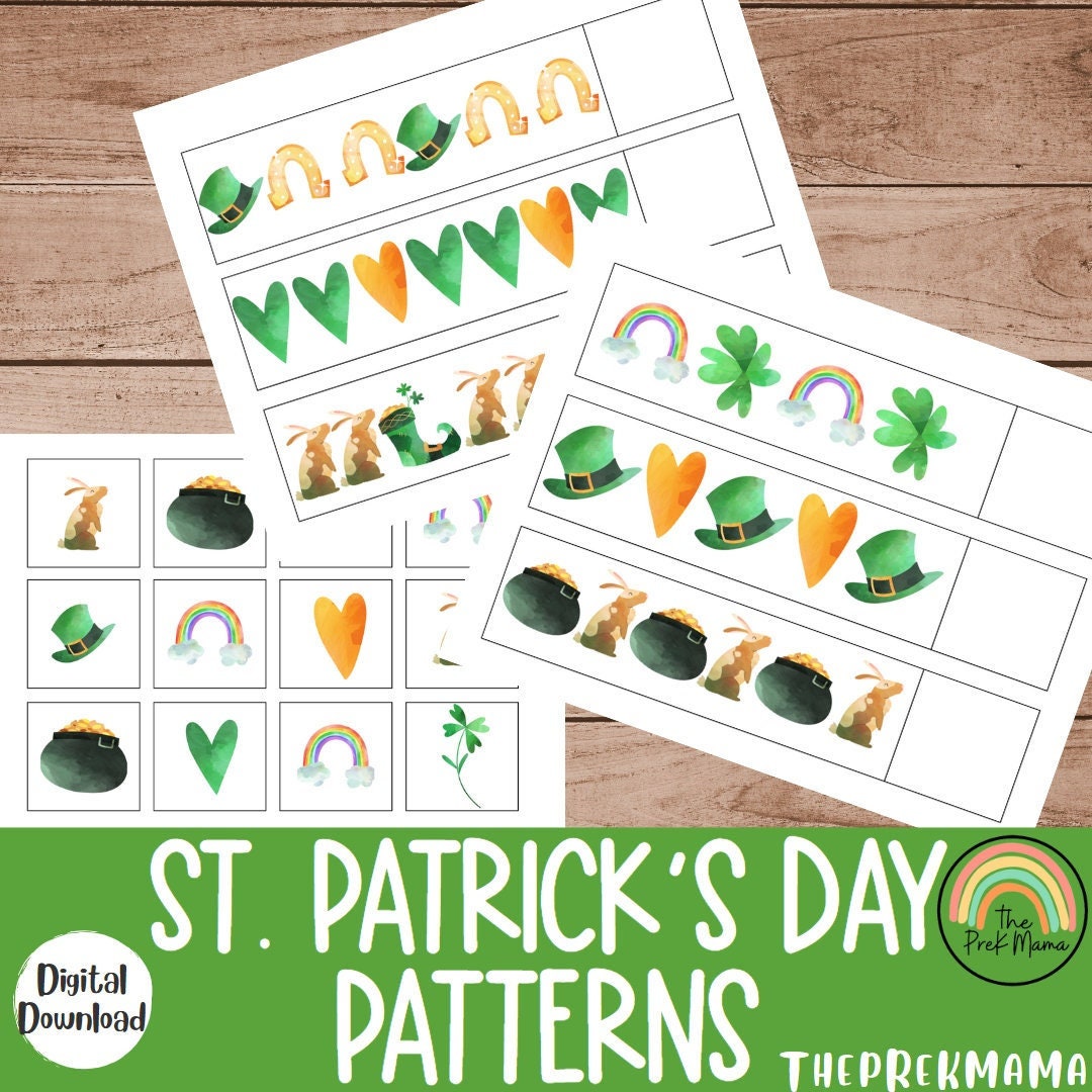 St. Patrick's Day Patterns Preschool Worksheets - Etsy
