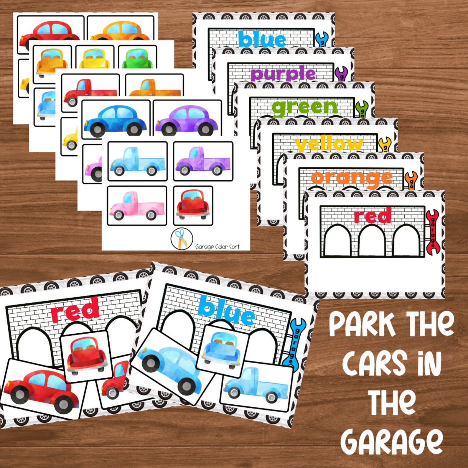 Cars and Trucks Color Sort Preschool Worksheet Preschool - Etsy
