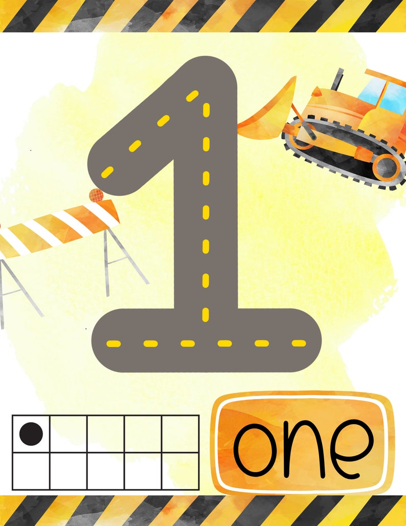 Construction Road Number Posters Preschool Printables - Etsy