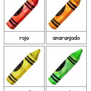 Montessori 3 Part Color Cards in Spanish, Preschool Printable ...
