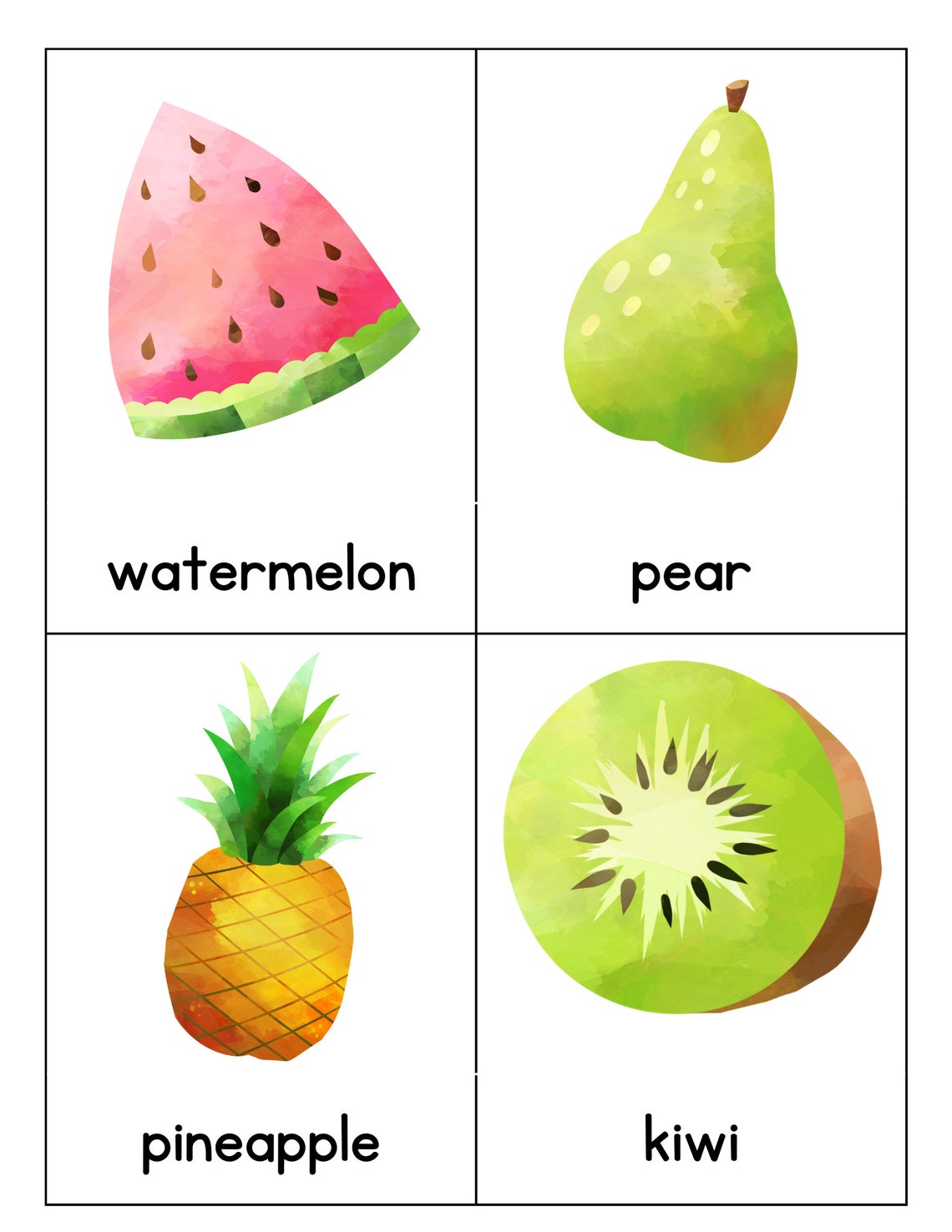 Montessori 3 Part Fruit Cards Preschool Printable - Etsy