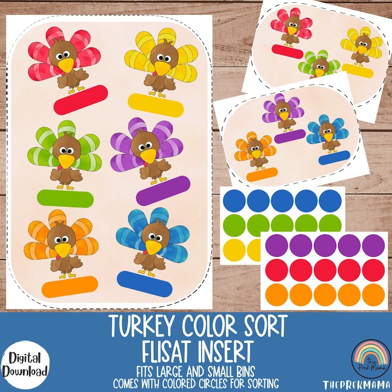 Turkey Color Sort Flisat Insert, Thanksgiving Fall Flisat Insert ...