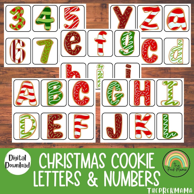 Christmas Cookie Alphabet and Numbers Preschool Printable - Etsy