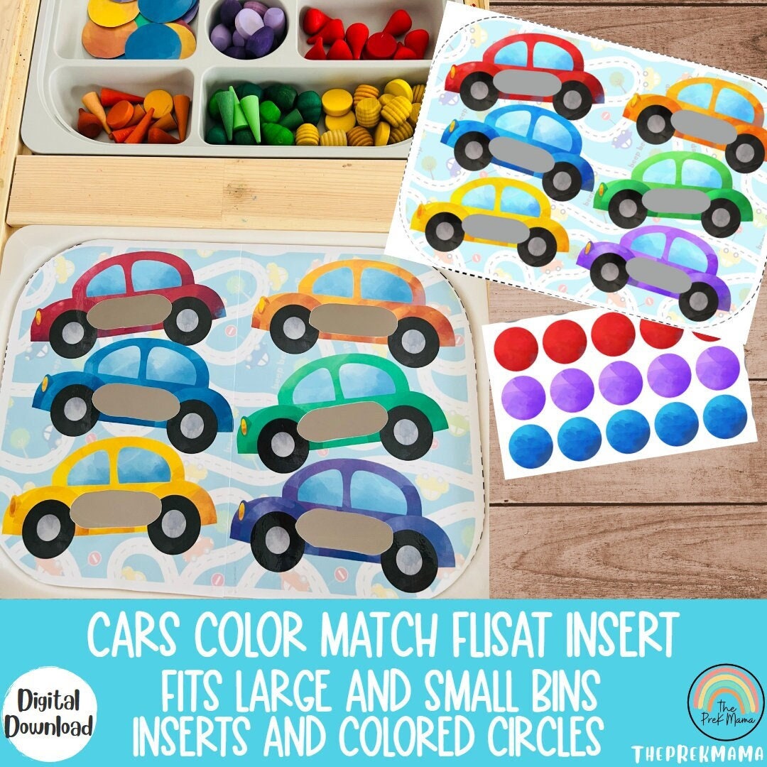 Cars Color Match Flisat Inserts, Flisat Table, Flisat Insert Printable ...