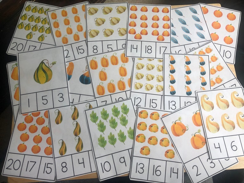 Fall Count and Clip Cards Preschool Printable Preschool - Etsy