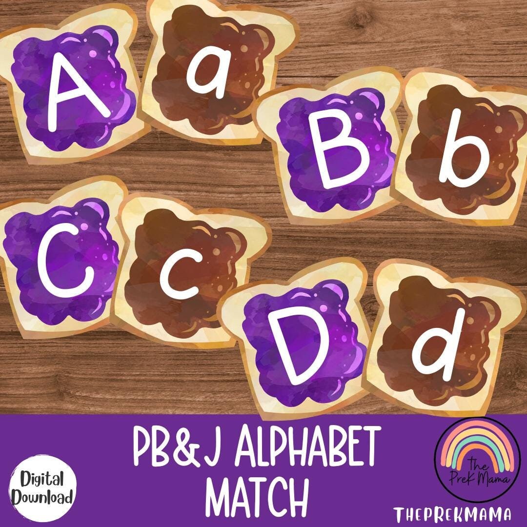 PB& J Alphabet Match, Preschool Printables, Preschool Letters, Alphabet ...