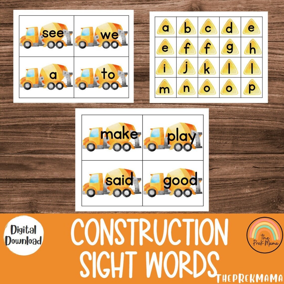 Construction Sight Words Preschool Worksheets Preschool - Etsy