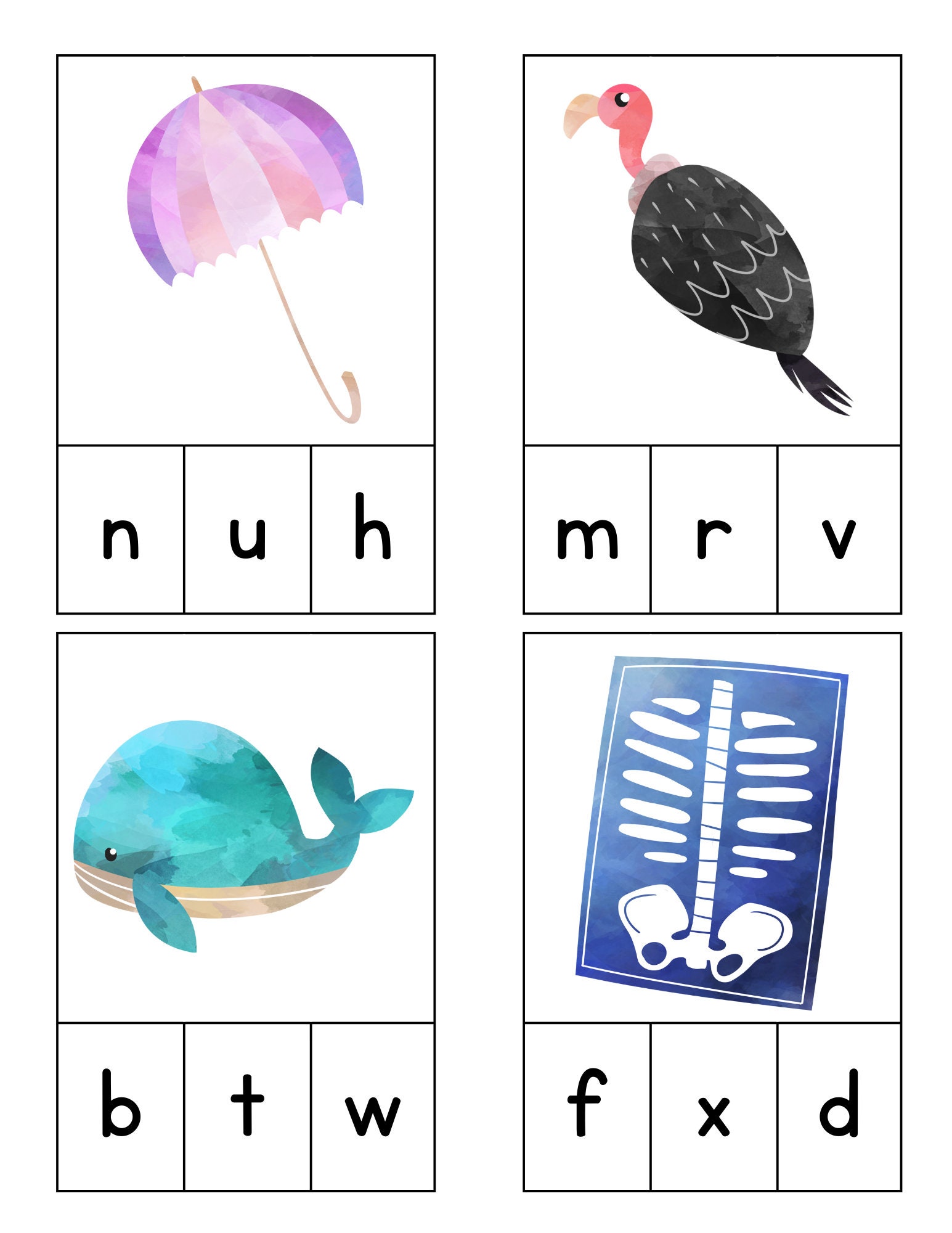 A to Z Beginning Sounds Clip Cards, Preschool Printable|, Kindergarten ...