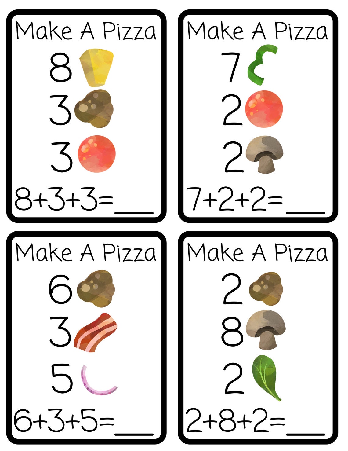 Pizza Addition, Math Activity, Preschool Printable Preschool Math ...