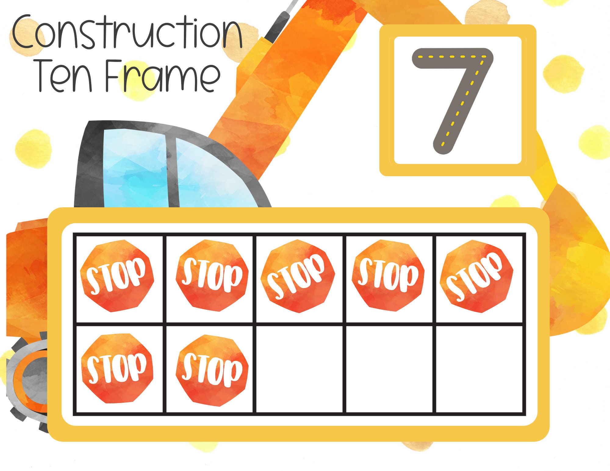 Construction Ten Frame, Numbers 1-10 Count and Match, Montessori ...