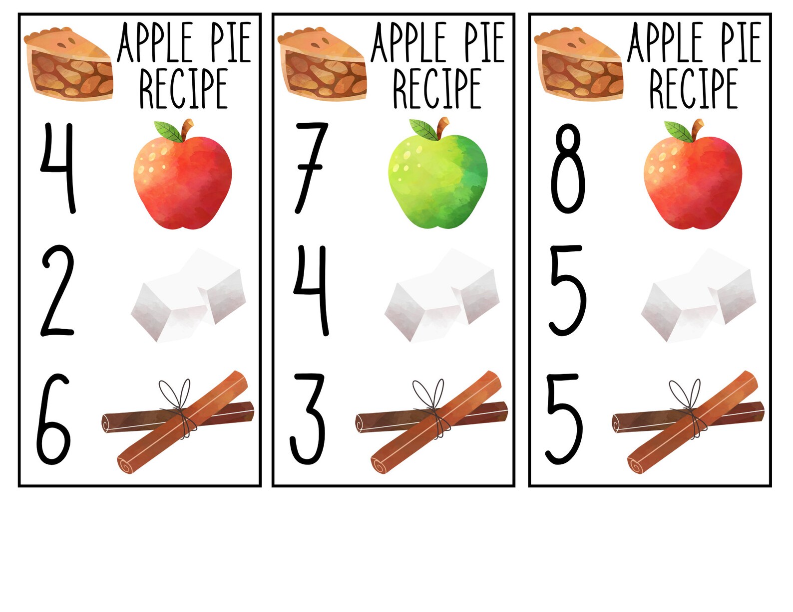 Apple Pie Recipe Cards, Montessori Materials, Homeschool Resources ...
