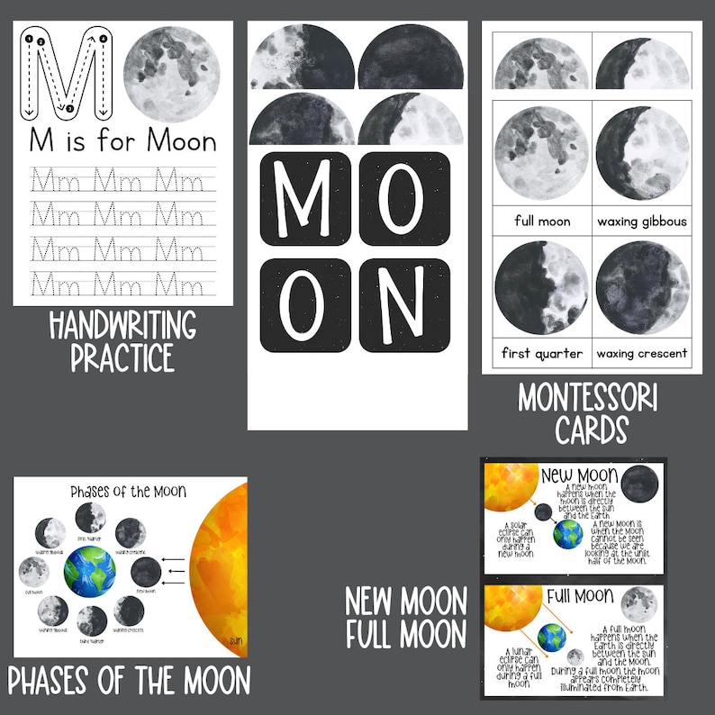 Moon Mini Unit Study Homeschool Learning Materials - Etsy