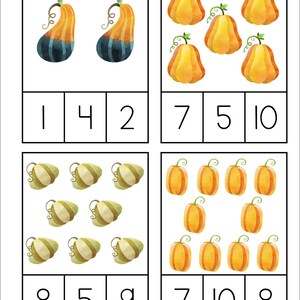 Fall Count and Clip Cards, Preschool Printable, Preschool Math ...