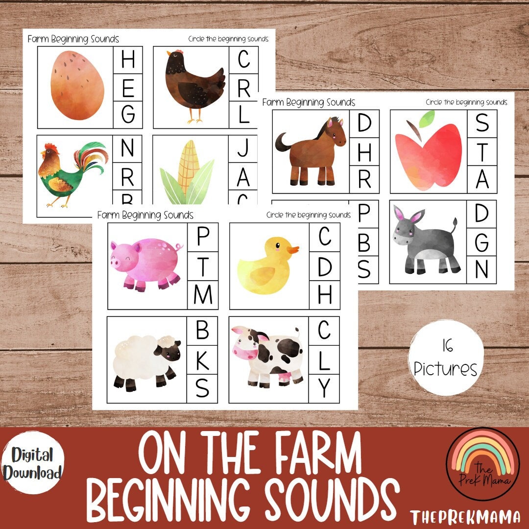 FARM Beginning Sounds, Montessori Materials, Preschool Printable ...
