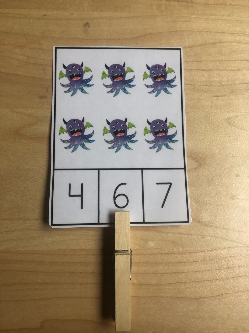 Monster Count and Clip Cards Preschool Printable Preschool | Etsy