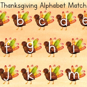 Thanksgiving Alphabet Match, Montessori Materials, Homeschool Resources ...