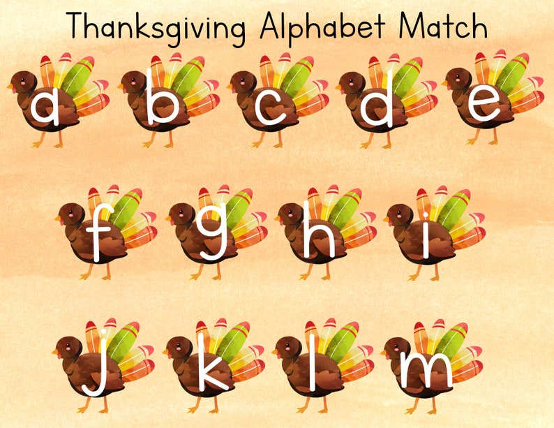 Thanksgiving Alphabet Match Montessori Materials Homeschool - Etsy