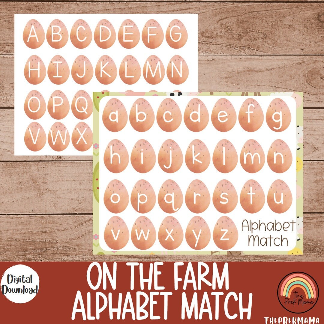 FARM Alphabet Match, Montessori Printable, Preschool Printable ...
