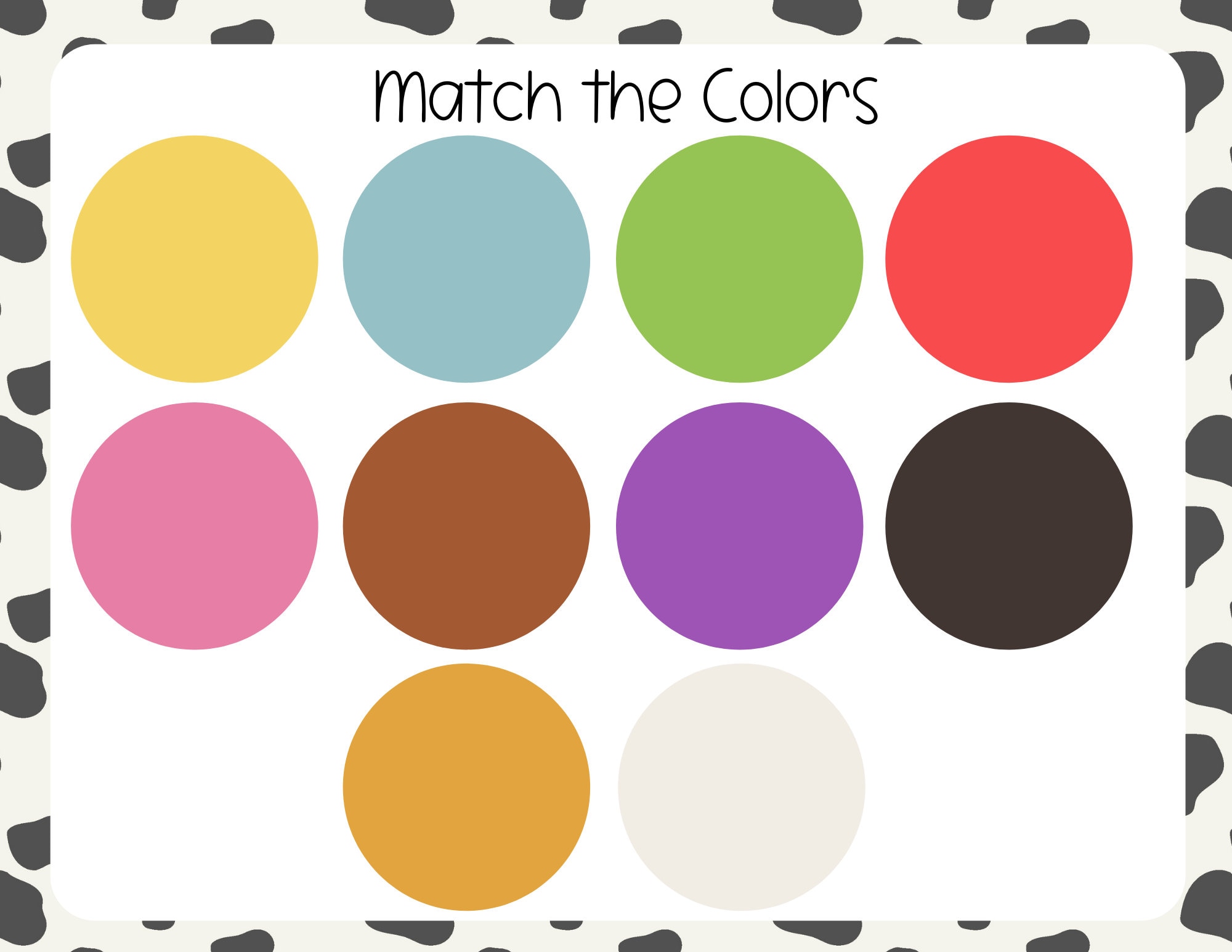 FARM Color Matching, Montessori Printable, Preschool Printable ...