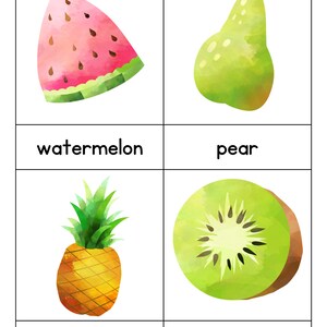 Montessori 3 Part Fruit Cards, Preschool Printable, Flashcards ...