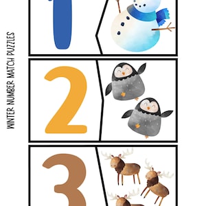 Winter Math Puzzles, Preschool Game, Winter Preschool Printable ...