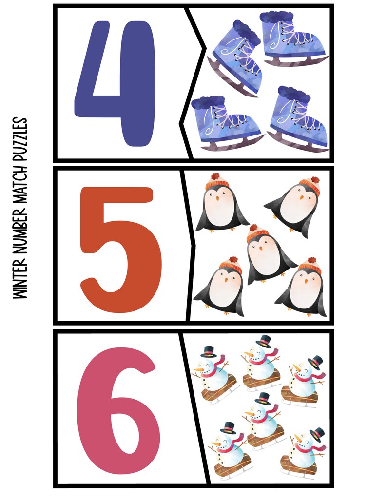 Winter Math Puzzles, Preschool Game, Winter Preschool Printable ...
