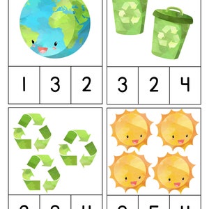 Earth Day Clip Cards, Preschool Worksheet, Preschool Printable ...