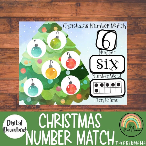 Christmas Number Match Christmas Preschool Printable - Etsy