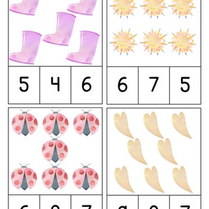 Spring Count and Clip Cards, Preschool Printable, Preschool Math ...