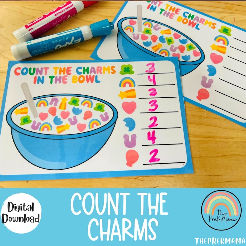 Count the Charms Lucky Cereal Preschool Printable Homeschool - Etsy