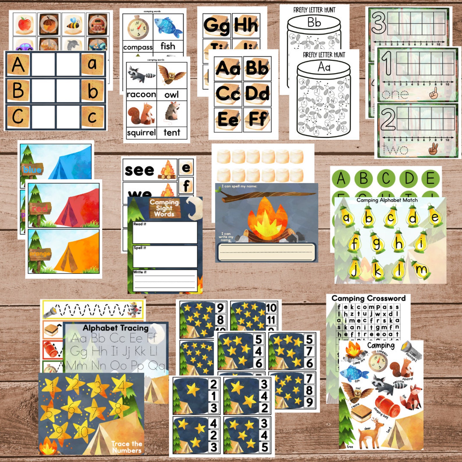 Camping Bundle, Preschool Worksheet, Preschool Printable, Montessori ...