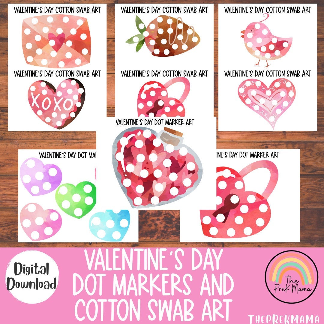 Valentine's Day Dot Markers and Cotton Swab Activities, Dab Markers ...