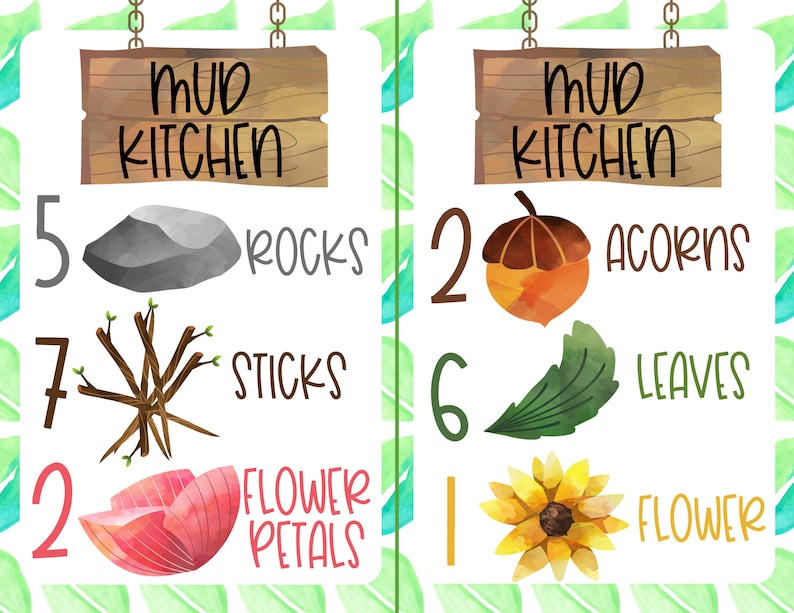Mud Kitchen Ingredient Cards Preschool Printable Home - Etsy