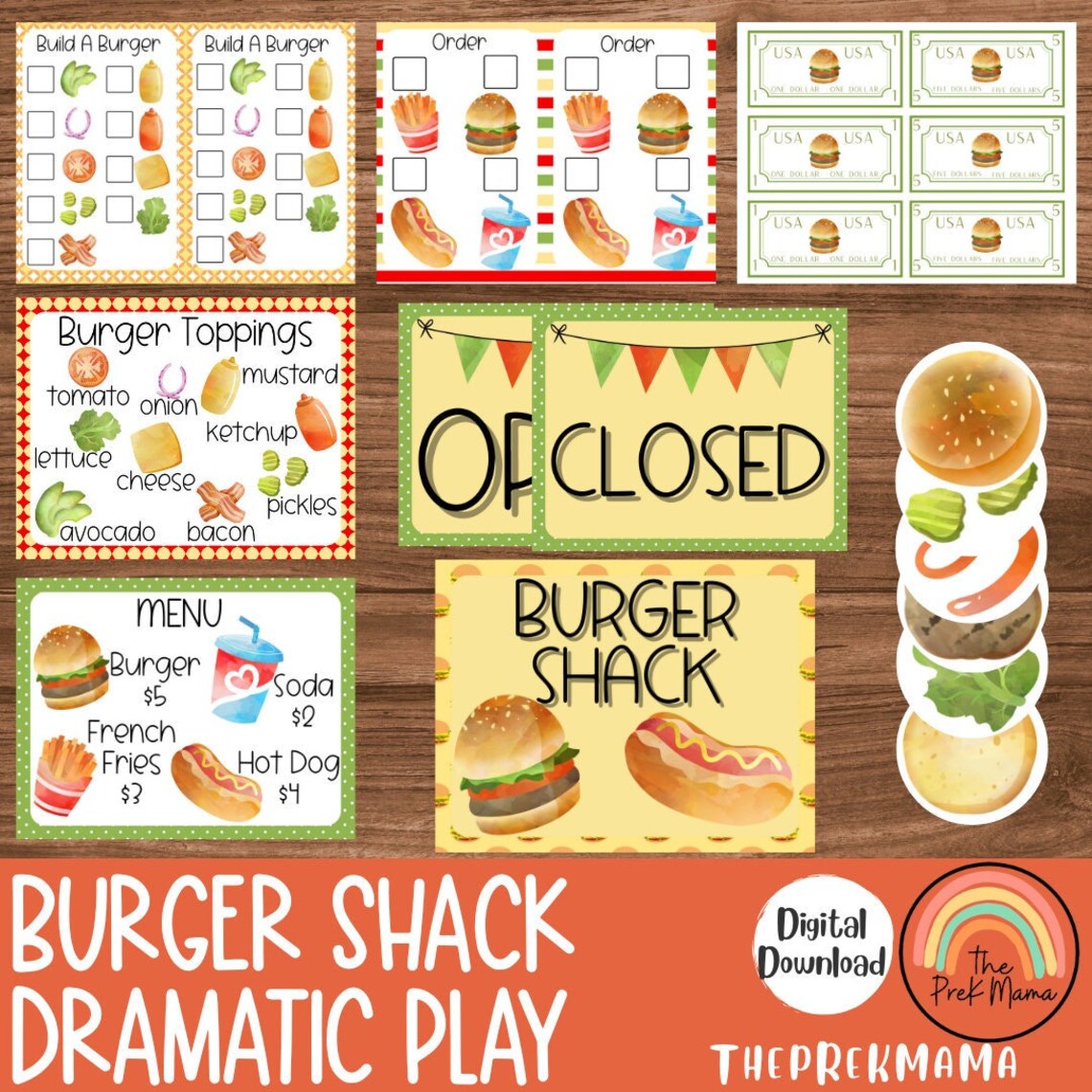 Hamburger Shack Dramatic Play Pretend Play Classroom - Etsy