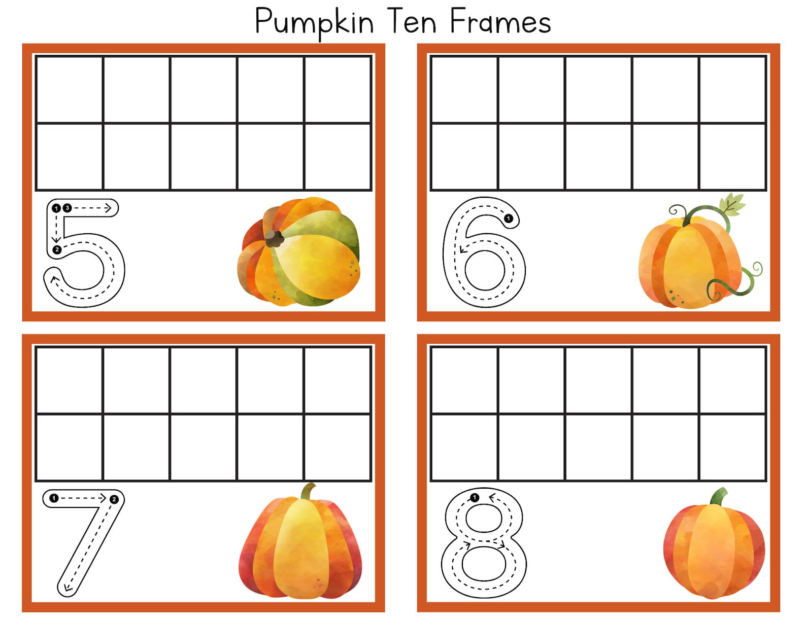 Pumpkin Ten Frames Montessori Materials Homeschool - Etsy