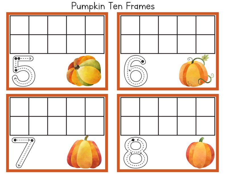 Pumpkin Ten Frames Montessori Materials Homeschool - Etsy
