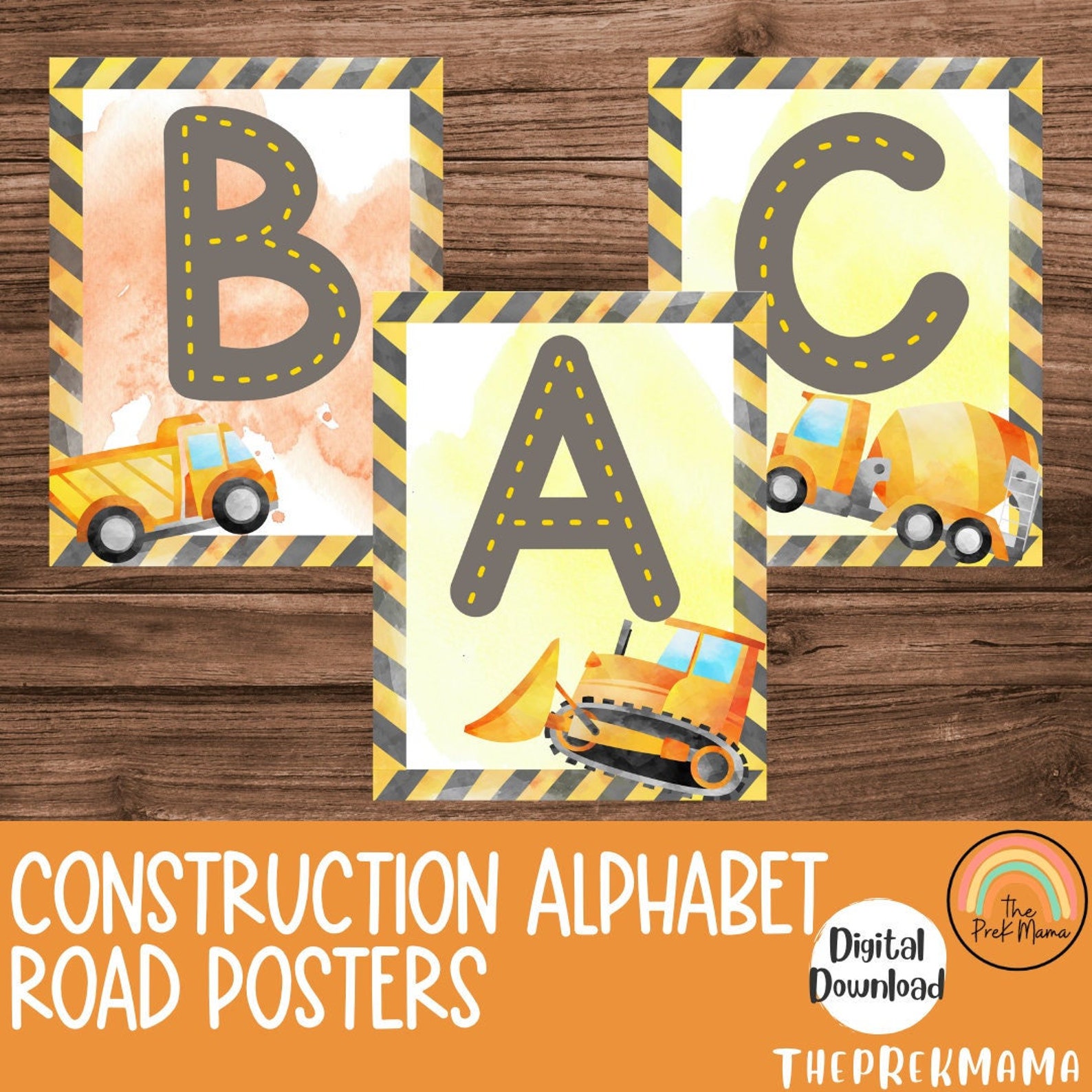 Construction Road Alphabet Posters Preschool Printable - Etsy