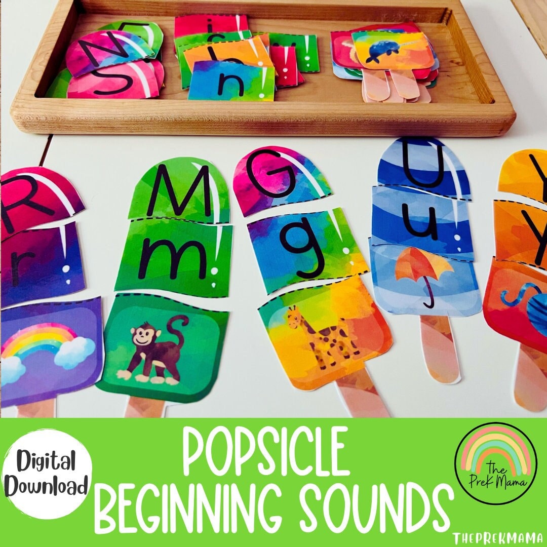 Popsicle Alphabet Beginning Sounds, Preschool Worksheet, Preschool ...