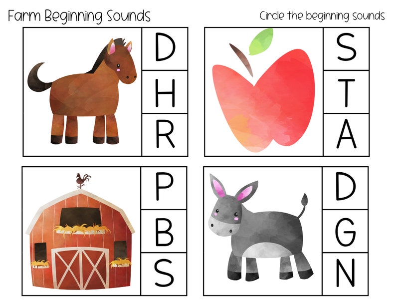 FARM Beginning Sounds, Montessori Materials, Preschool Printable ...