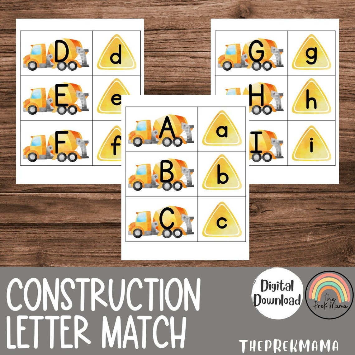 Construction Letter Match Preschool Printables Preschool - Etsy