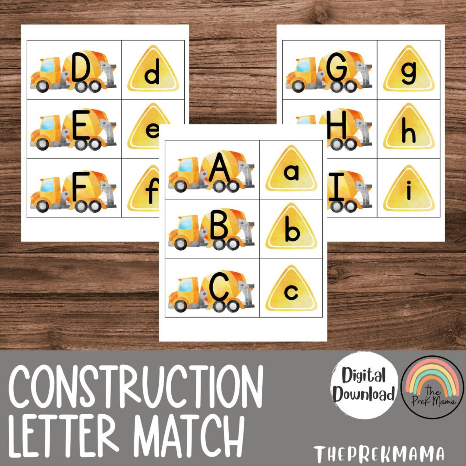 Construction Letter Match Preschool Printables Preschool - Etsy