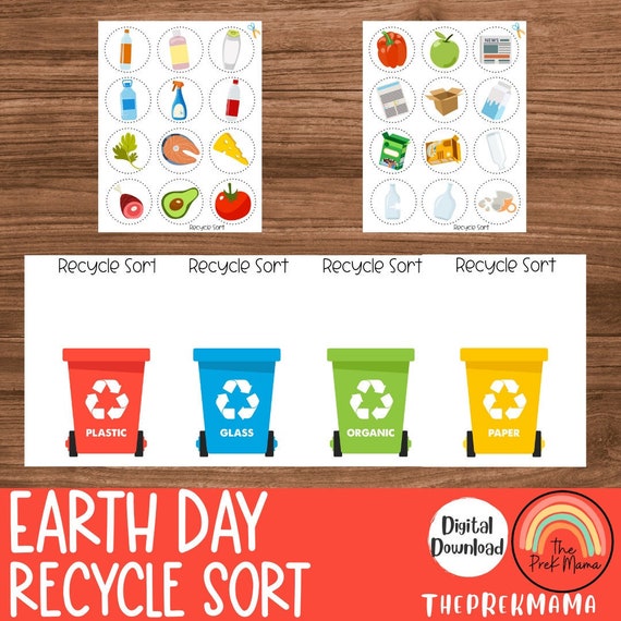 Earth Day Recycle Sort Preschool Worksheet Preschool - Etsy
