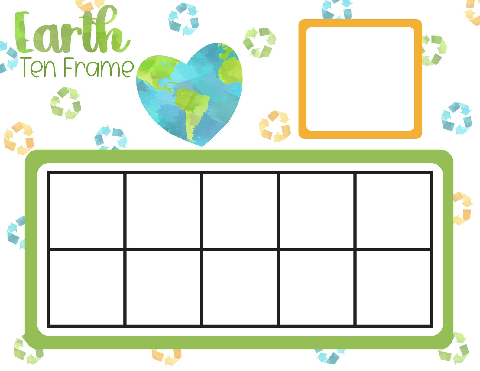 Earth Day Ten Frame Preschool Worksheet Preschool Printable - Etsy